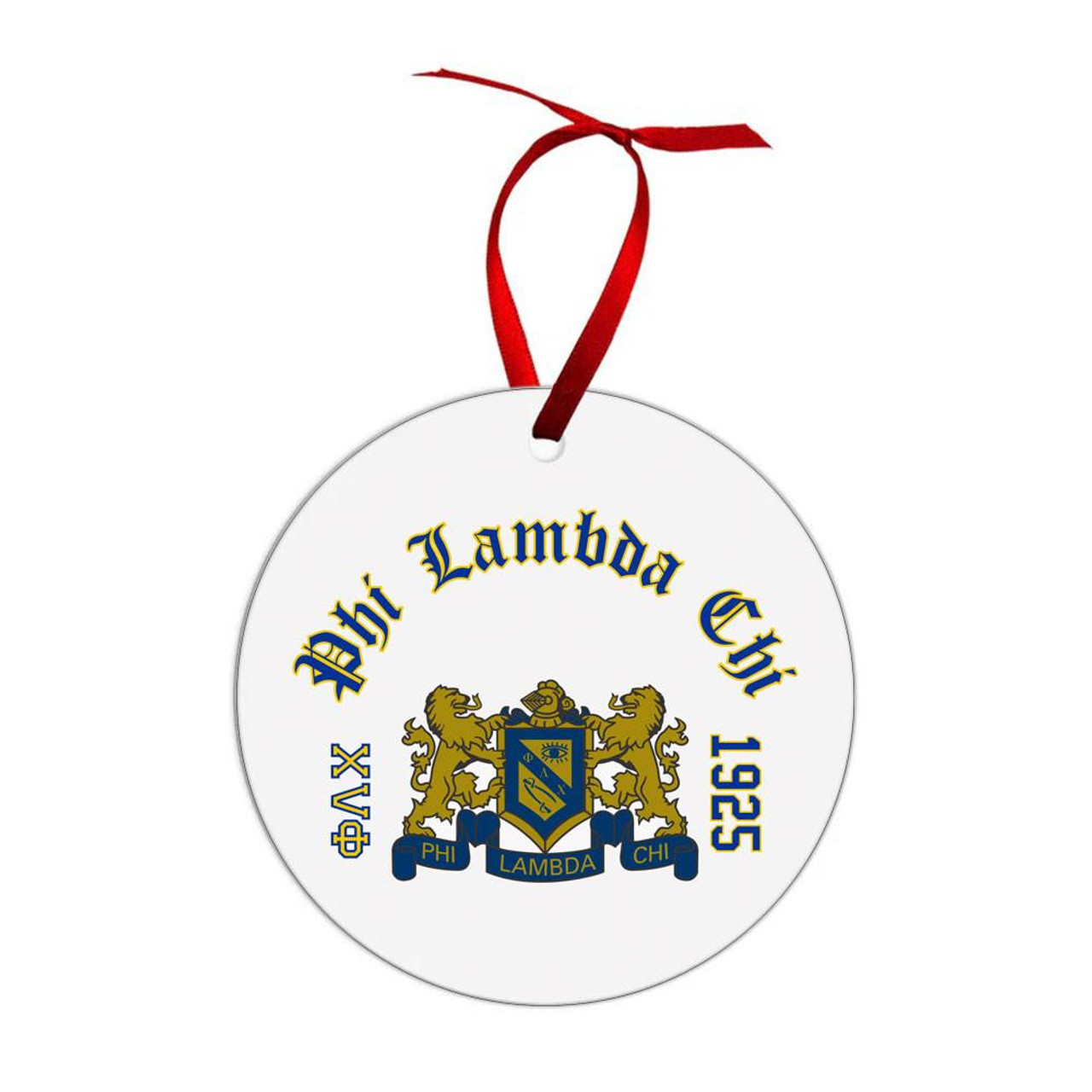 Phi Lambda Chi Crest And Year Circle Ornaments Greek Gear