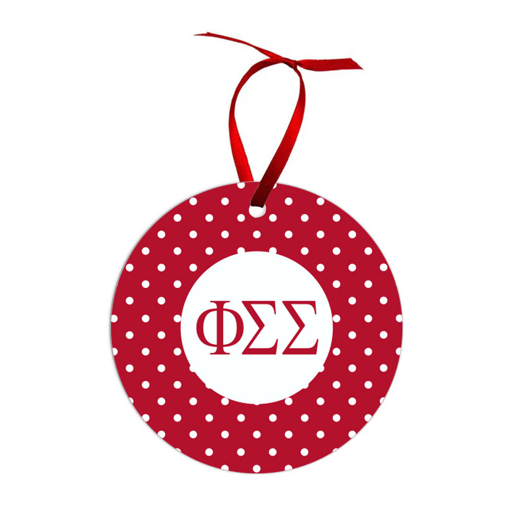 Phi Sigma Sigma Polka Dots Christmas Ornaments - Greek Gear