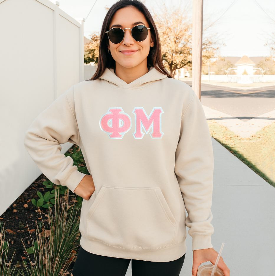 Phi Mu - 2 Day Ship Twill Hooded Sweatshirt - Greek Gear