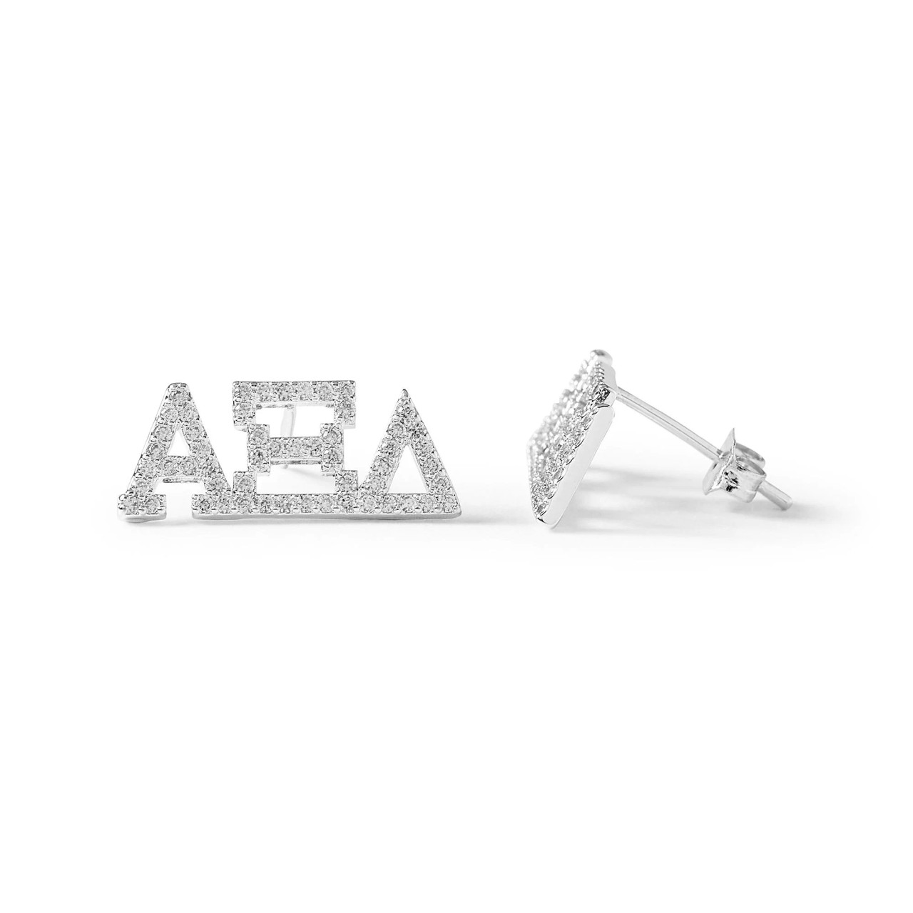 Alpha Xi Delta White Gold Studded Earrings - Greek Gear