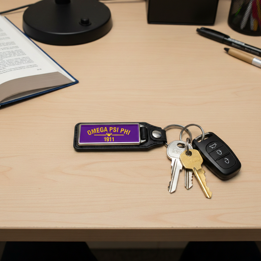 Omega Psi Phi Rectangle Key Chain - Greek Gear