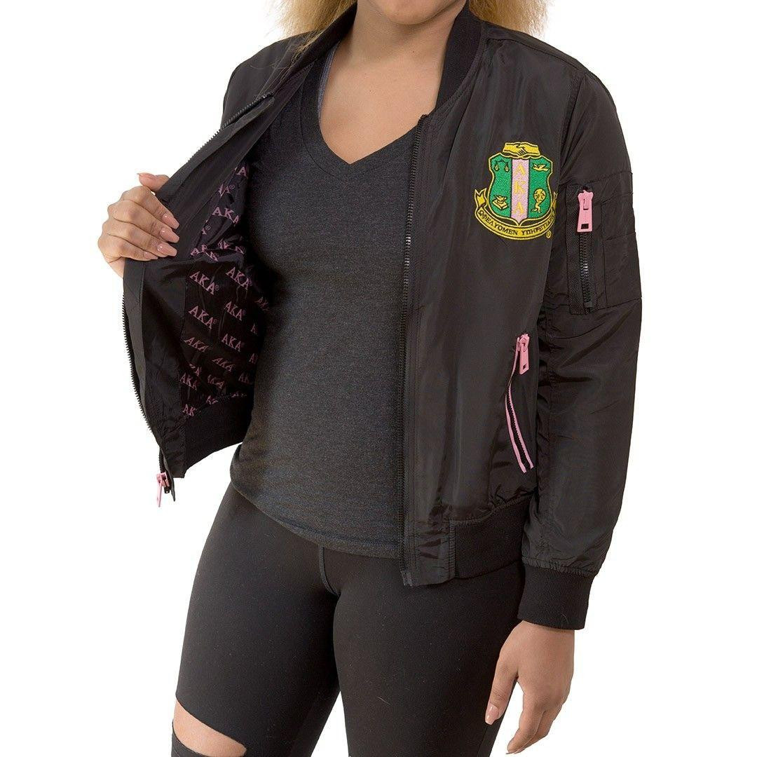 Alpha Kappa Alpha Bomber Jacket - AKA Satin Bomber Jacket - Greek Gear