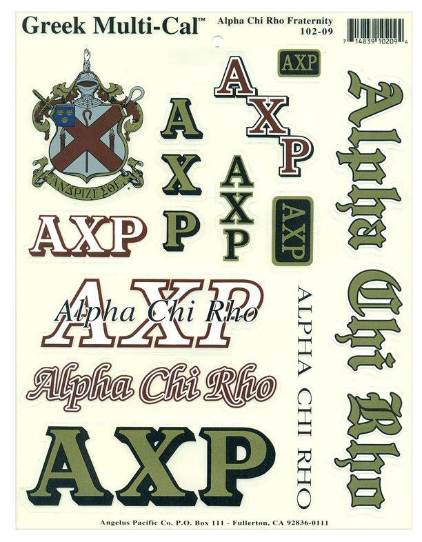 Alpha Chi Rho Multi Greek Decal Sticker Sheet - Greek Gear
