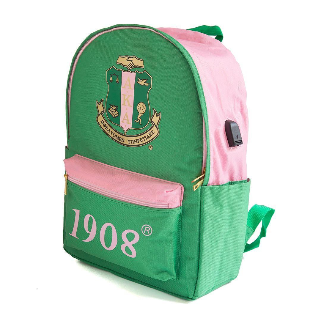 Alpha Kappa Alpha Backpack - AKA USB Port Backpack - Greek Gear