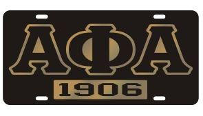 Alpha Phi Alpha License Plate - Black, Founded - Greek Gear