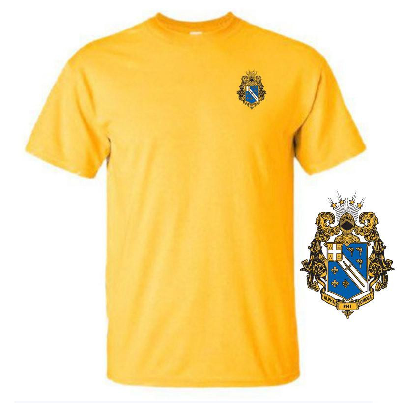 DISCOUNT-Alpha Phi Omega Crest - Shield Patch T-Shirt - Greek Gear