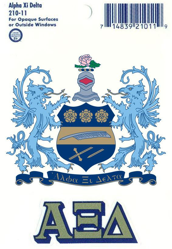 Alpha Xi Delta Crest - Shield Decals - Greek Gear