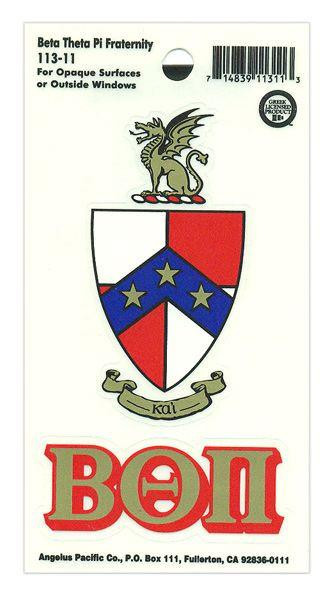 Beta Theta Pi Crest - Shield Decal - Greek Gear