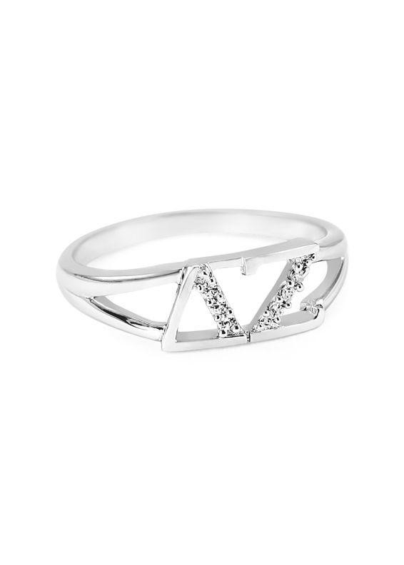 Delta Zeta Sterling Silver Ring set with Lab-created Diamonds - Greek Gear