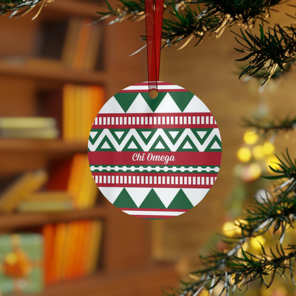 Chi Omega Tribal Pattern Christmas Ornaments - Greek Gear