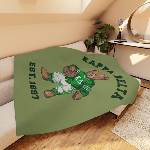 Kappa Delta Teddy Bear Sherpa Blanket – Cozy Sorority Throw