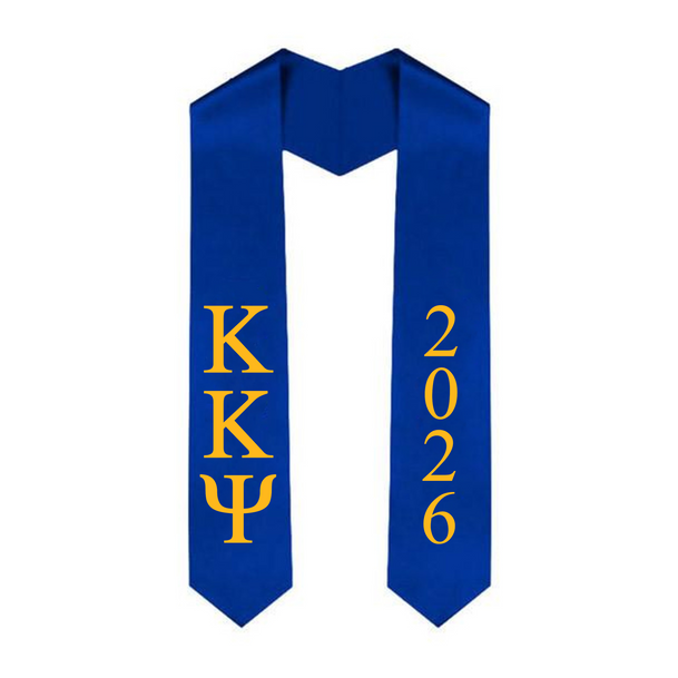 Greek Lettered Graduation Sash Stole With Year - Best Value - Greek Gear