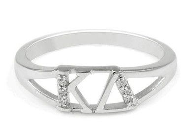 Kappa Delta Sterling Silver Ring set with Lab-Created Diamonds - Greek Gear