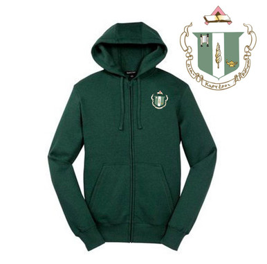 DISCOUNT-Delta Zeta Emblem Full Zippered Hoodie - Greek Gear