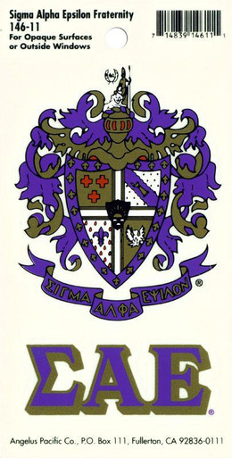 Sigma Alpha Epsilon Crest - Shield Decal - Greek Gear