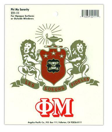 Phi Mu Crest - Shield Decals - Greek Gear