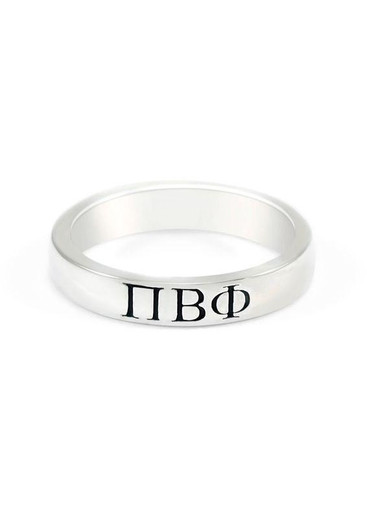 Pi Beta Phi Sterling Silver Skinny Band Ring - Greek Gear
