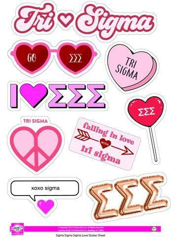 Sigma Sigma Sigma Love Theme Stickers - Greek Gear