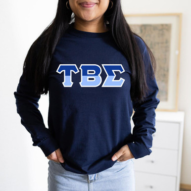 Tau Beta Sigma Two Tone Greek Lettered Longsleeve Tee - Greek Gear