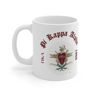 Pi Kappa Alpha Crest & Year Ceramic Coffee Cup, 11oz - Greek Gear