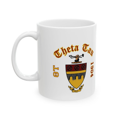 Theta Tau Crest & Year Ceramic Coffee Cup, 11oz - Greek Gear