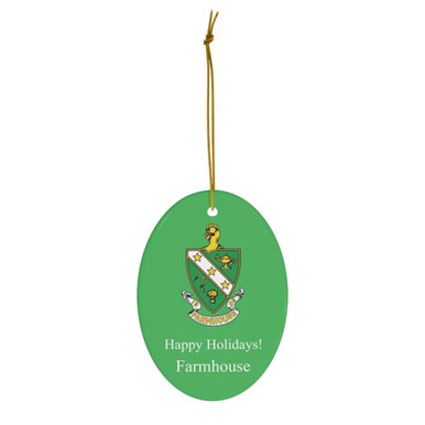 FarmHouse Holiday Crest Oval Ornaments - Greek Gear