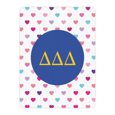 Delta Delta Delta Hearts Tan Sherpa Blanket - Giant Size - Greek Gear