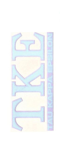 Tau Kappa Epsilon TKE Greek Letters Over Name Sticker Sky Blue - Greek Gear