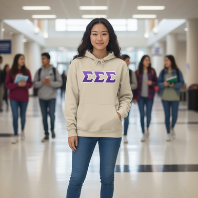 Sigma Sigma Sigma Two Tone Lettered Hooded Sweatshirts - Greek Gear