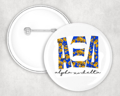 Alpha Xi Delta Big Floral Pin Buttons - Greek Gear