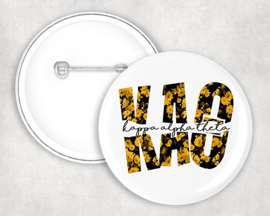 Kappa Alpha Theta Big Floral Pin Buttons - Greek Gear