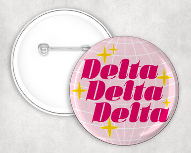 Delta Delta Delta Disco Pin Buttons - Greek Gear