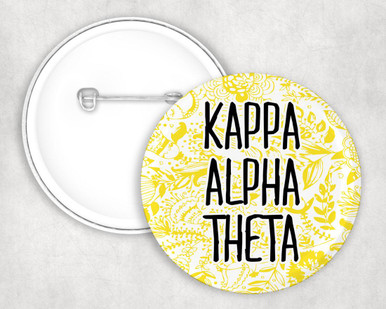 Kappa Alpha Theta floral-text Pin Buttons - Greek Gear