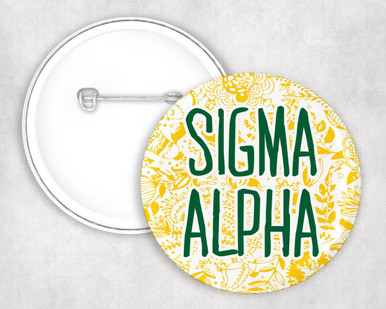 Sigma Alpha floral-text Pin Buttons - Greek Gear