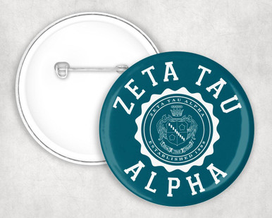 Zeta Tau Alpha Seal Crest Pin Buttons - Greek Gear