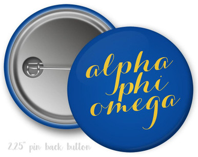 APhiO Alpha Phi Omega Script Button - Greek Gear