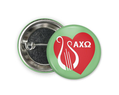 AXO Alpha Chi Omega Heart Lyre Button - Greek Gear