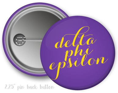DPhiE Delta Phi Epsilon Script Button - Greek Gear