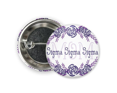 TriSigma Sigma Sigma Sigma Mom Floral Button - Greek Gear