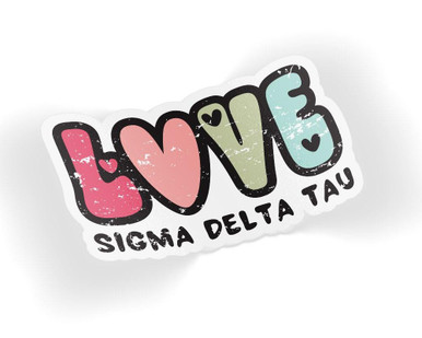 SDT Sigma Delta Tau Love Hearts Sticker - Greek Gear