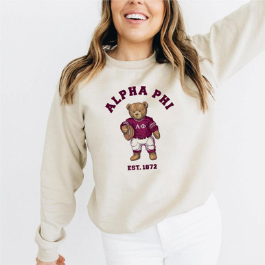 Alpha Phi Teddy Bear Crewneck Sweatshirt - Greek Gear