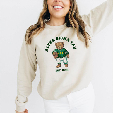 Alpha Sigma Tau Teddy Bear Crewneck Sweatshirt - Greek Gear