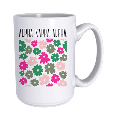 15 oz Floral Alpha Kappa Alpha Coffee Mug - Greek Gear