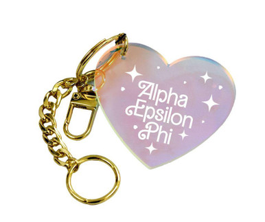 Alpha Epsilon Phi Iridescent Heart Keychain - Greek Gear