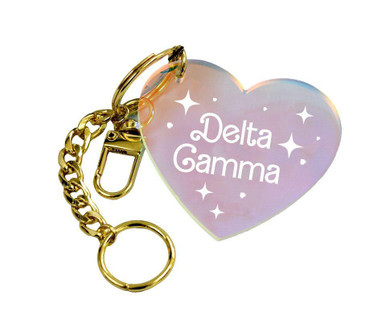 Delta Gamma Iridescent Heart Keychain - Greek Gear