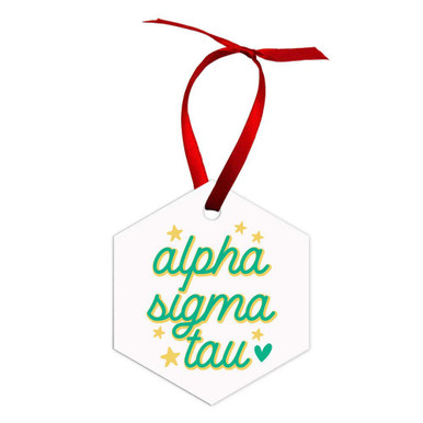 Holiday Hexagon Alpha Sigma Tau Ornament - Greek Gear