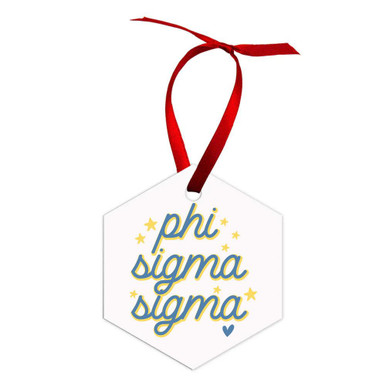 Holiday Hexagon Phi Sigma Sigma Ornament - Greek Gear