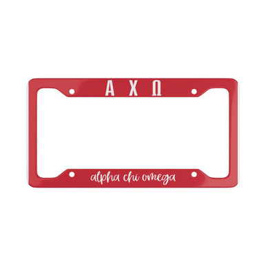Alpha Chi Omega Script License Plate Frames - Greek Gear