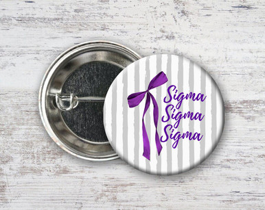 Sigma Sigma Sigma Stripes & Bows Pin Buttons - Greek Gear
