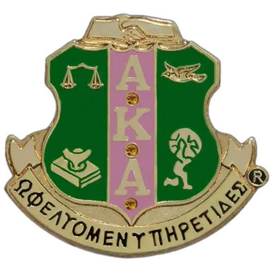 Alpha Kappa Alpha AKA 1″ Shield Lapel Pin With Stones